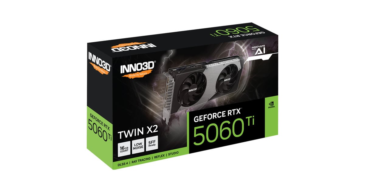 INNO3D GeForce RTX 5060 Ti TWIN X2 16GB, Grafikkarte DLSS 4, 3x DisplayPort, 1x HDMI 2.1