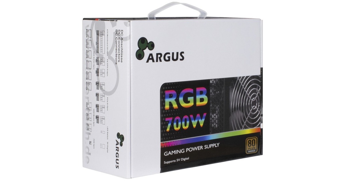 Inter-Tech Argus RGB-700W II, PC-Netzteil schwarz, 4x PCIe, 700 Watt