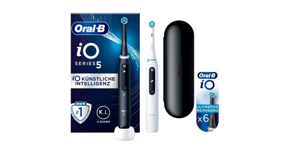 Oral-B Oral-B iO Series 5 Duo, Elektrische Zahnbürste schwarz/weiß, Matt Black/Quite White inkl ...