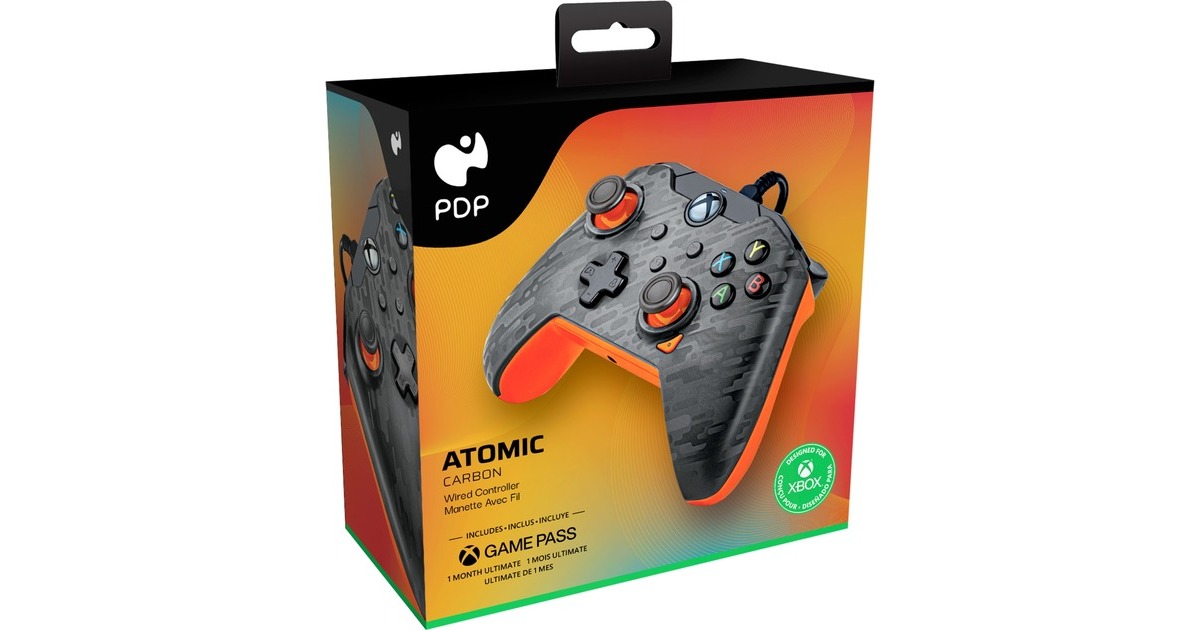 Pdp Wired Controller Atomic Carbon Gamepad Anthrazit Orange Für