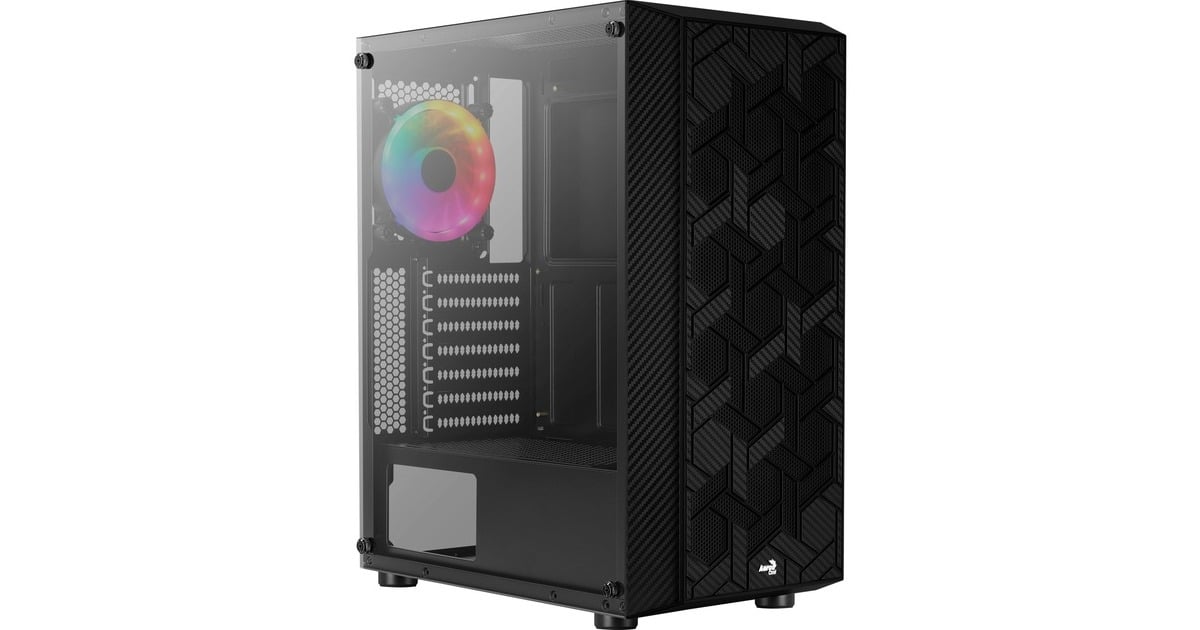 Aerocool Hive FRGB v3, Tower-Gehäuse schwarz, Tempered Glass