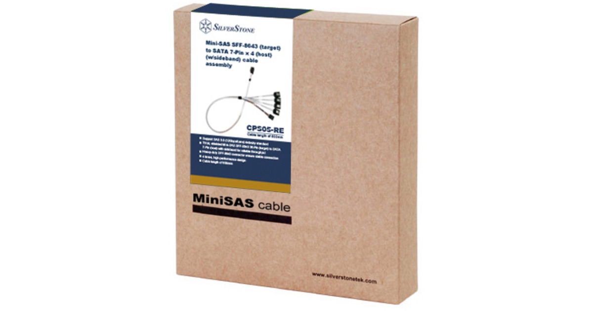 SilverStone Adapterkabel SST-CPS05-RE, mini-SAS SFF 8643 > 4x SATA ...