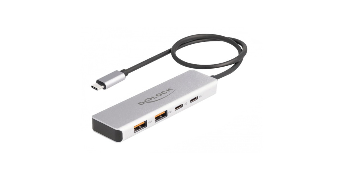 DeLOCK USB 10 Gbps USB Type-C Hub mit 2 x USB Typ-A und 2 x USB Type-C ...