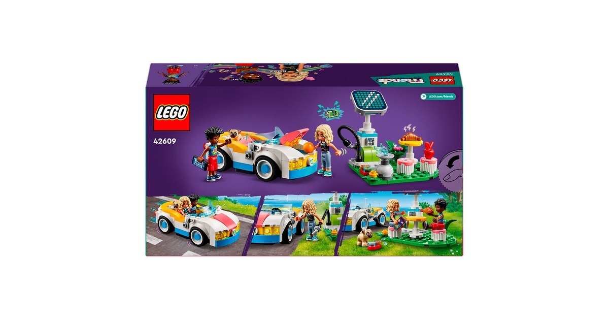 LEGO 42609 Friends E-Auto mit Ladestation, Konstruktionsspielzeug