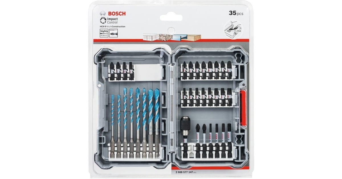 Bosch Professional Impact Control-Schrauberbit-Set m. Mehrzweckbohrern, 1/4", 35-teilig, Bohrer ...
