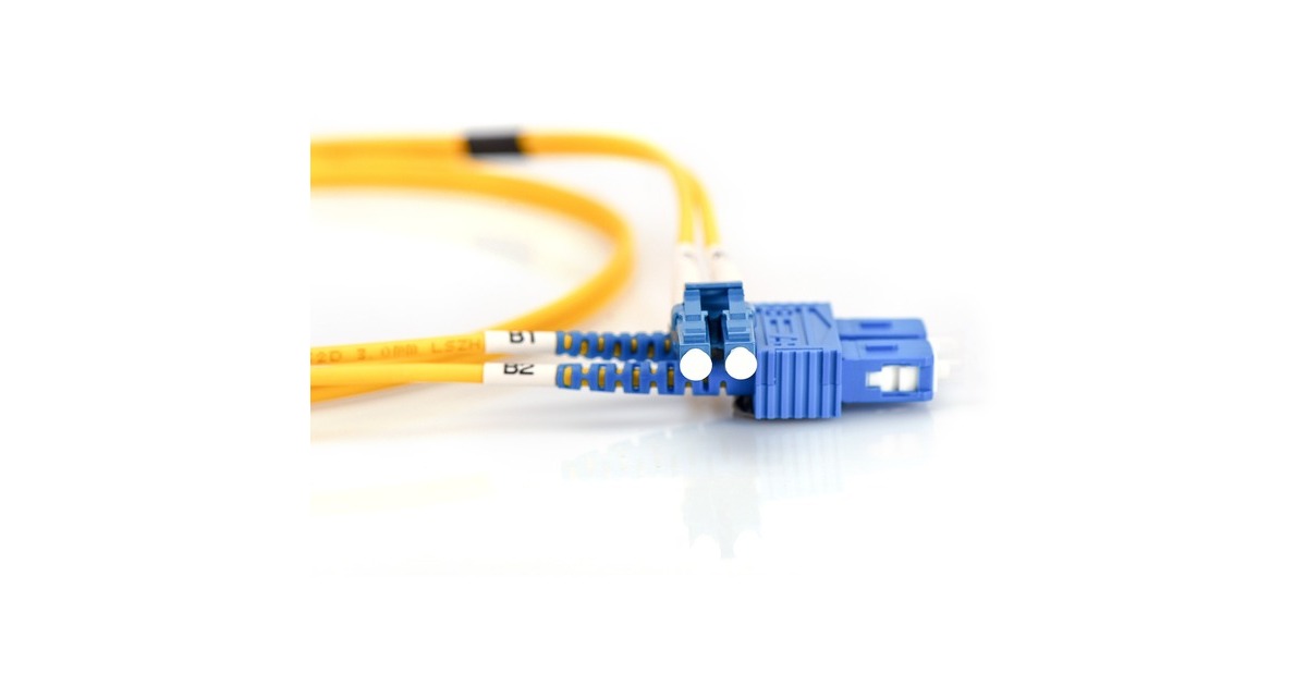 Digitus LWL Patchkabel, Duplex, LC > SC Stecker, Singlemode OS2 gelb, 1 Meter