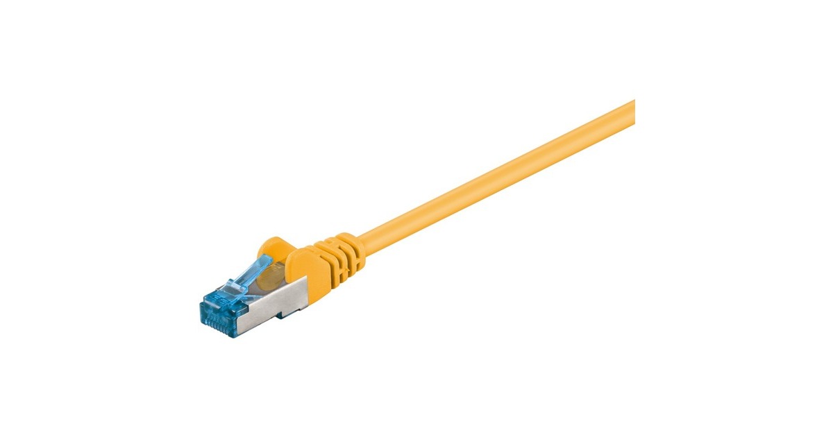 goobay RJ-45 Patchkabel Cat 6.a S/FTP (PIMF) gelb, 0,5 Meter, 500 MHz