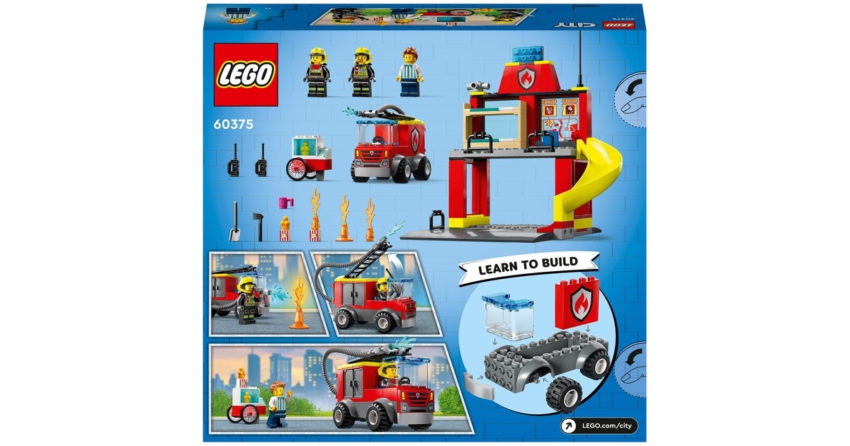 LEGO 60375 City Feuerwehrstation und Löschauto, Konstruktionsspielzeug