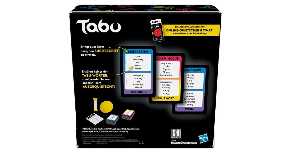 Hasbro Tabu, Partyspiel neue Karten 2023