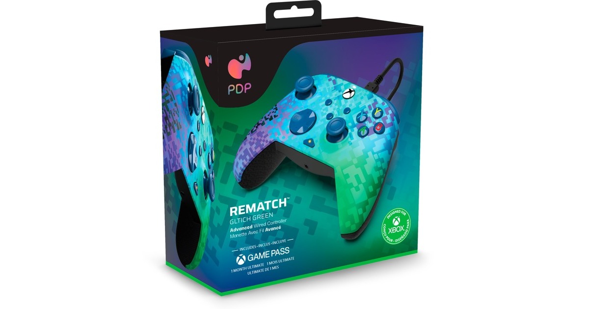 PDP Rematch Advanced Wired Controller - Glitch Green, Gamepad grün/lila ...