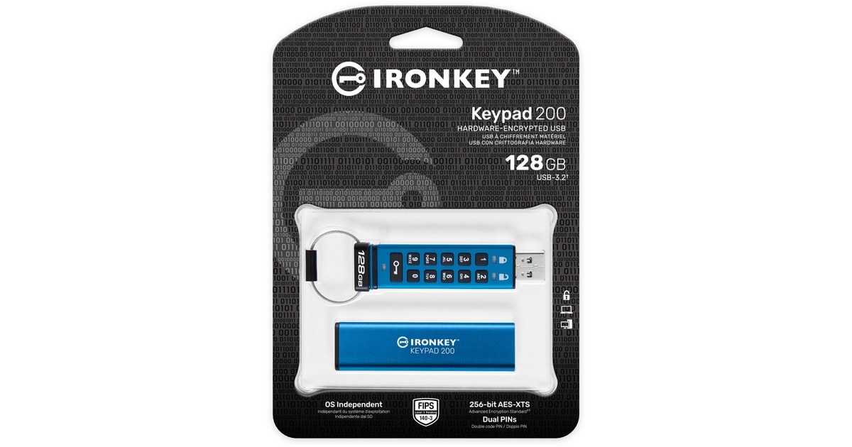 Kingston IronKey Keypad 200 128 GB, USB-Stick USB-A 3.2 Gen 1