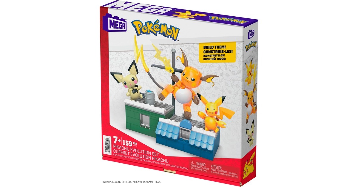Mattel MEGA Pokémon Pikachu Evolution Set, Konstruktionsspielzeug mit 3 ...
