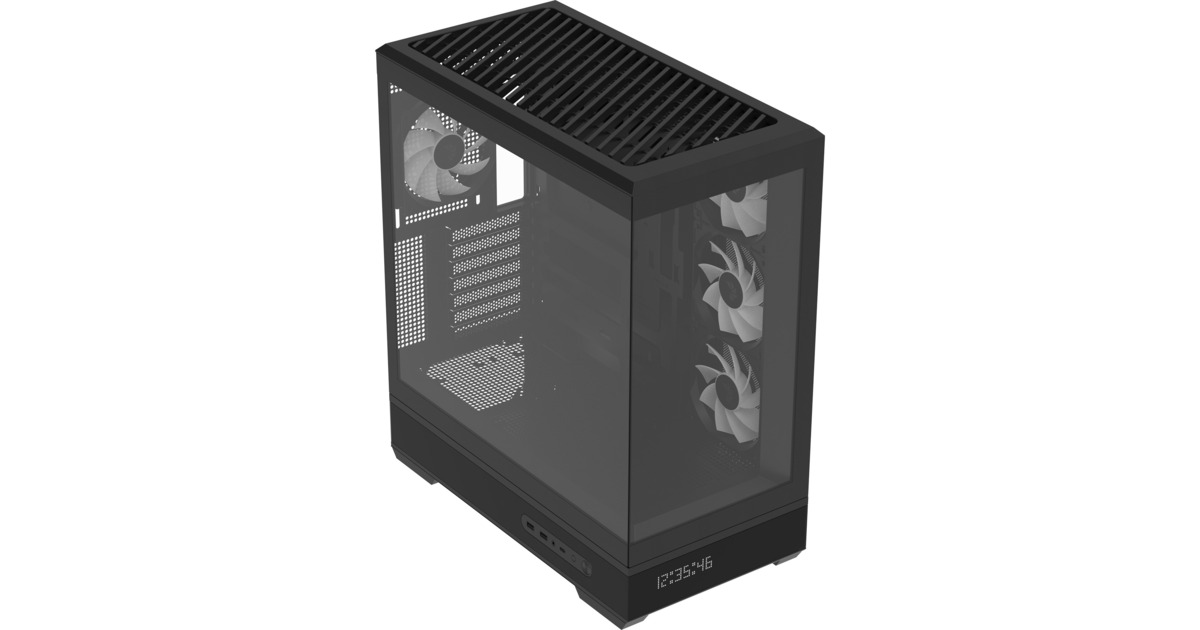 Aerocool P500B Digi-BK-v1 , Tower-Gehäuse schwarz, Tempered Glass x 2
