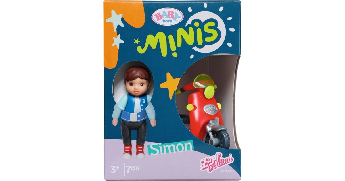ZAPF Creation BABY born® Minis - Playset Simon mit Scooter, Spielfigur