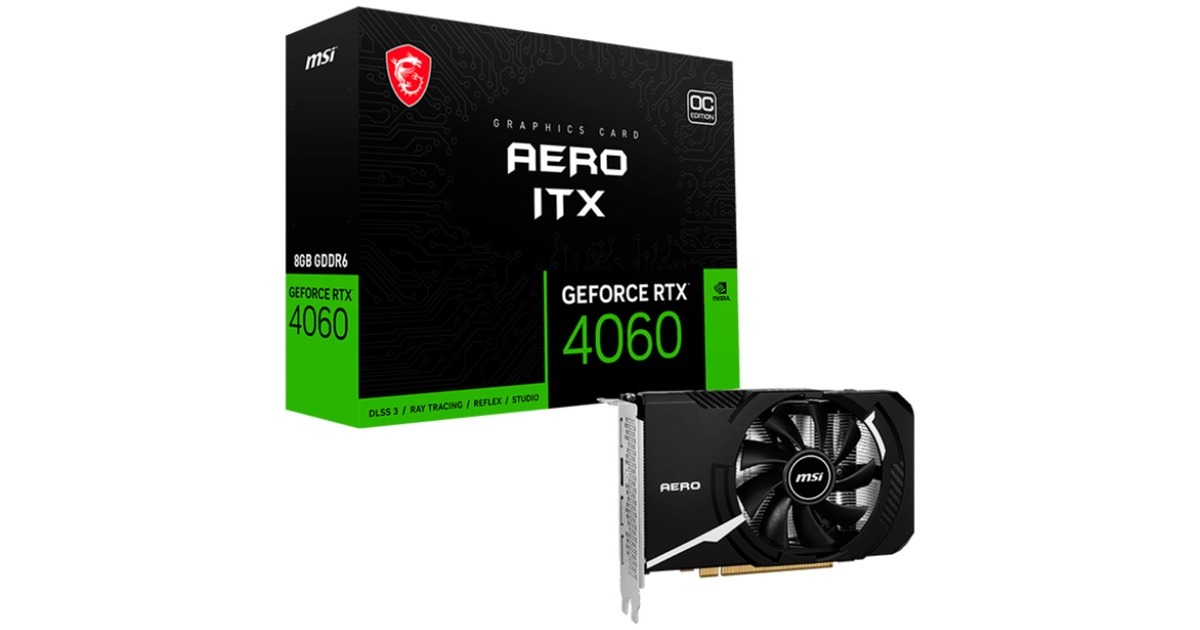 MSI GeForce RTX 4060 AERO ITX 8G OC, Grafikkarte DLSS 3, 3x DisplayPort ...