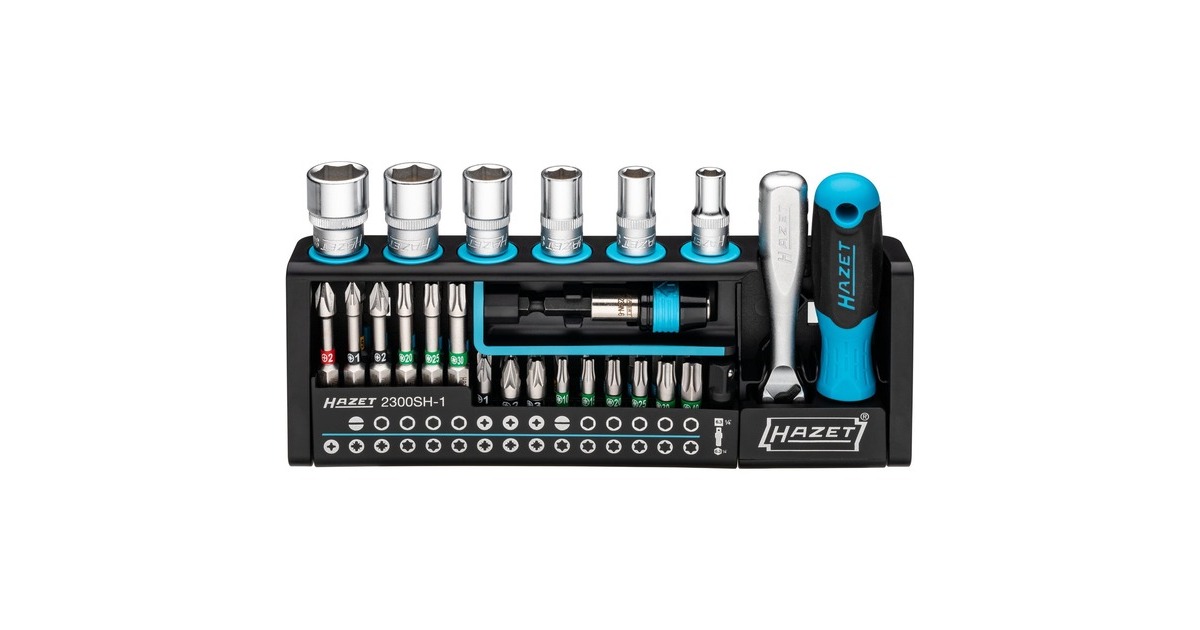 Hazet SmartHolder 2300SH-1, Steckschlüssel- und Bit-Satz 1/4" schwarz, 39-teilig, inkl. Feinzahn ...