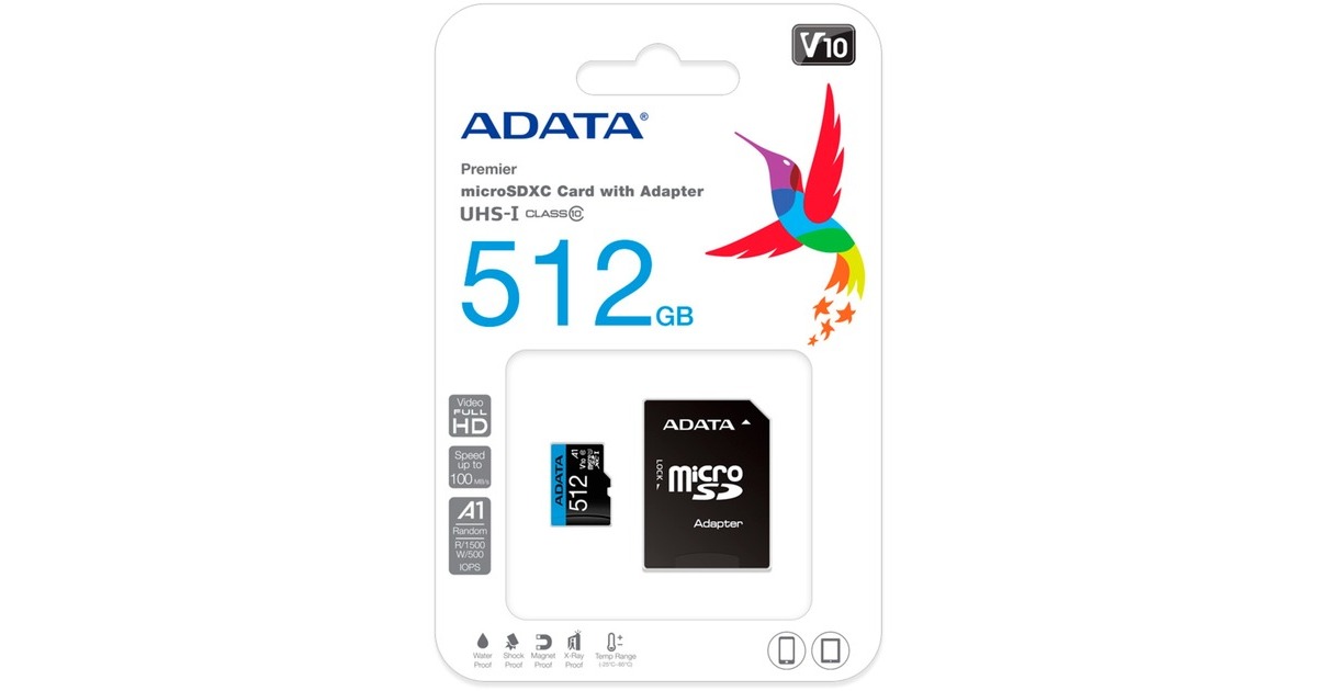 ADATA Premier 512GB microSDXC UHS-I U1, Class 10, V10, A1