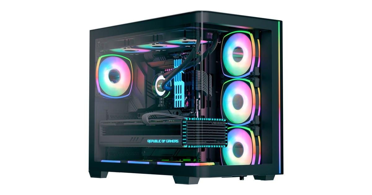 Aerocool P500C EVO-G-BK-v1, Tower-Gehäuse schwarz, Tempered Glass x 2