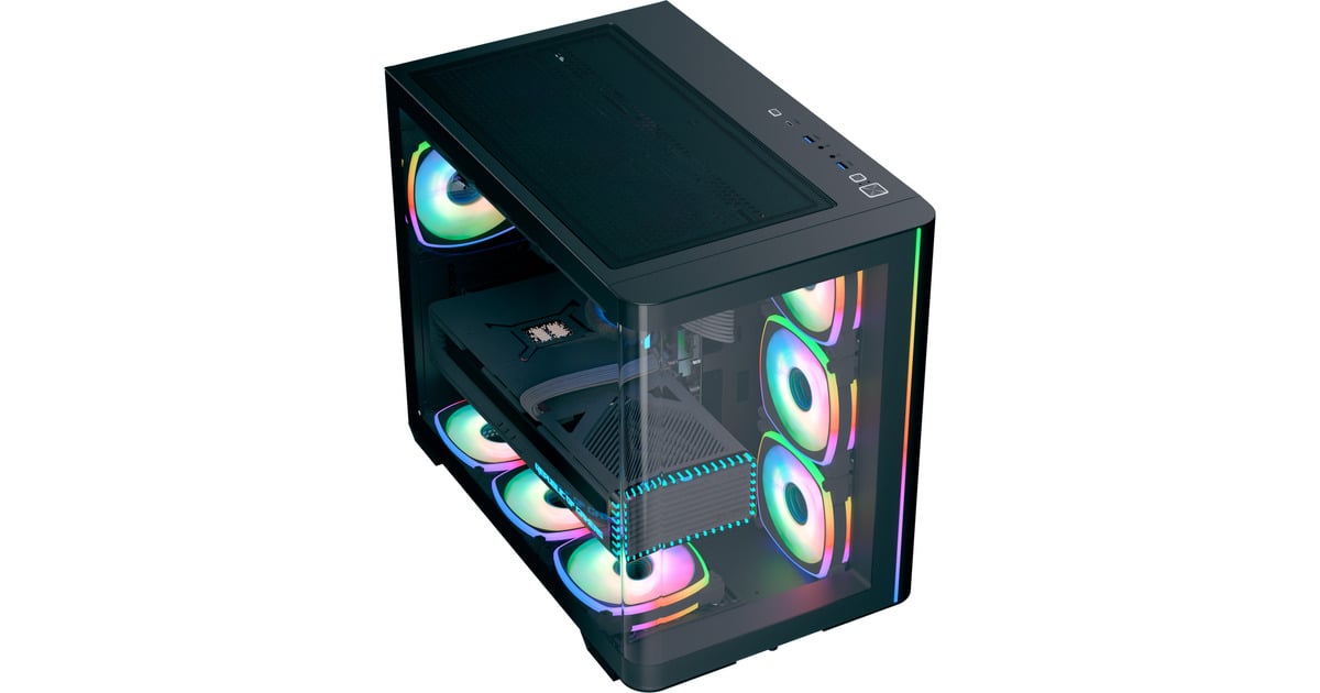 Aerocool P500C EVO-G-BK-v1, Tower-Gehäuse schwarz, Tempered Glass x 2