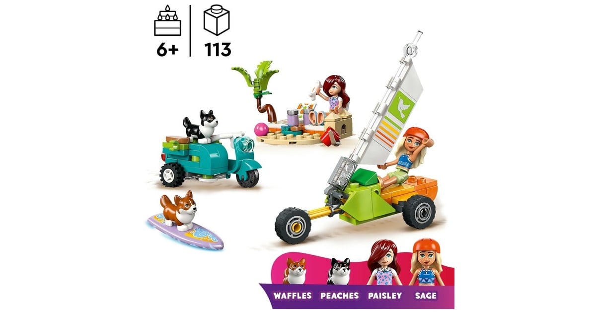 LEGO 42641 LEGO Friends Strandabenteuer mit Hunden, Konstruktionsspielzeug
