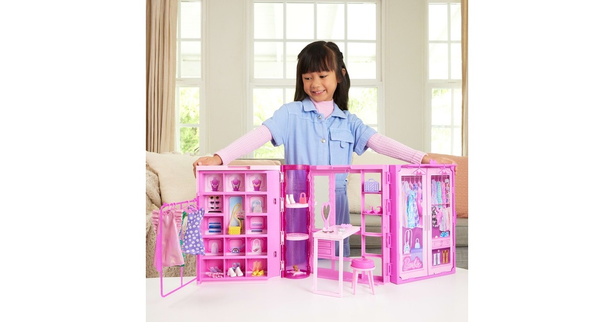 Barbie Barbie Traumkleiderschrank mit Puppe, Puppenmöbel