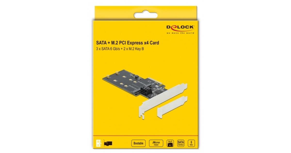 DeLOCK 3 Port SATA + M.2 Key B PCIe x4 Low Profile, Schnittstellenkarte ...