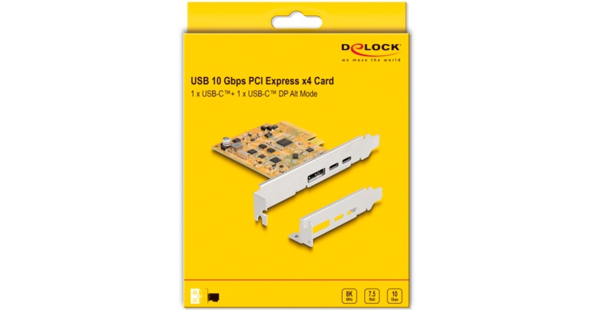 DeLOCK PCIe x4 Karte zu 1x ext. USB-C 10 Gbit/s B. + 1x extern USB-C DP ...