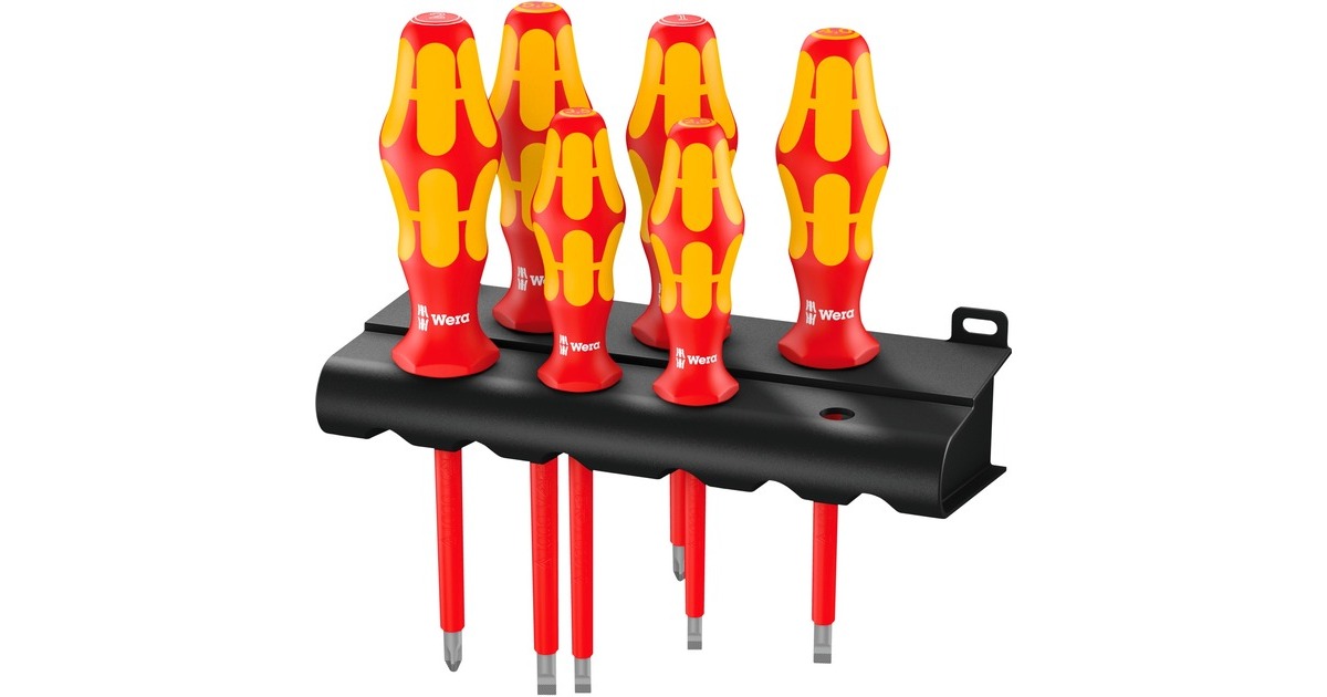 Wera 160 i/6 Rack Schraubendrehersatz Kraftform Plus Serie 100 + Rack rot/gelb, 6-teilig, mit ...