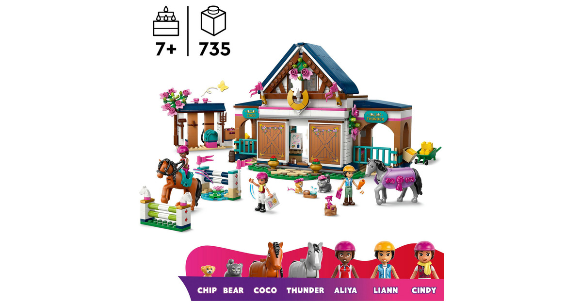 LEGO 42688 Friends Pferdestall und Reitschule, Konstruktionsspielzeug
