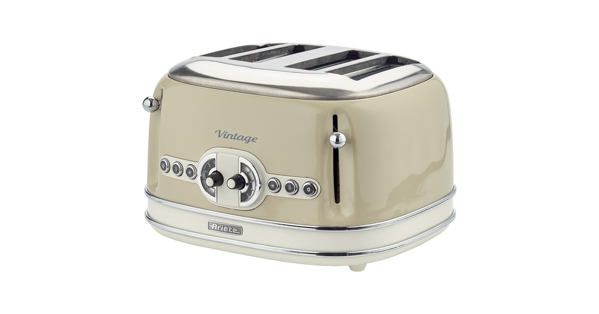 Ariete Vintage 4-Schlitz-Toaster 156 beige, 1.600 Watt, für 4 Scheiben ...