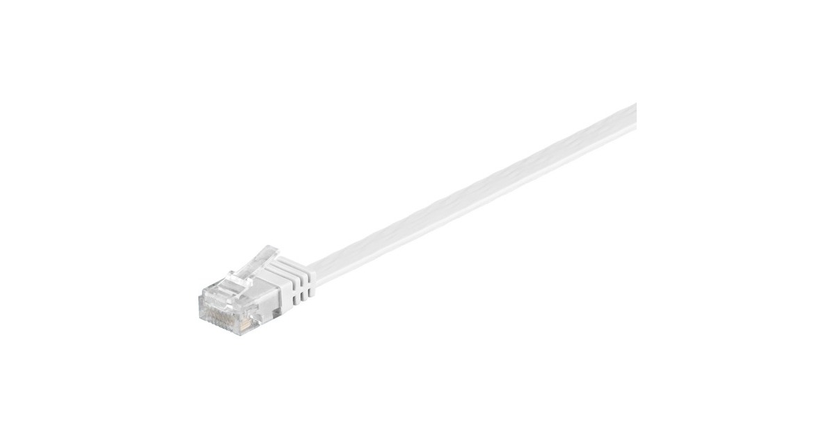 goobay Patchkabel RJ45 Stecker > RJ45 Stecker CAT.6 U/UTP weiß, 15 Meter, Flachkabel