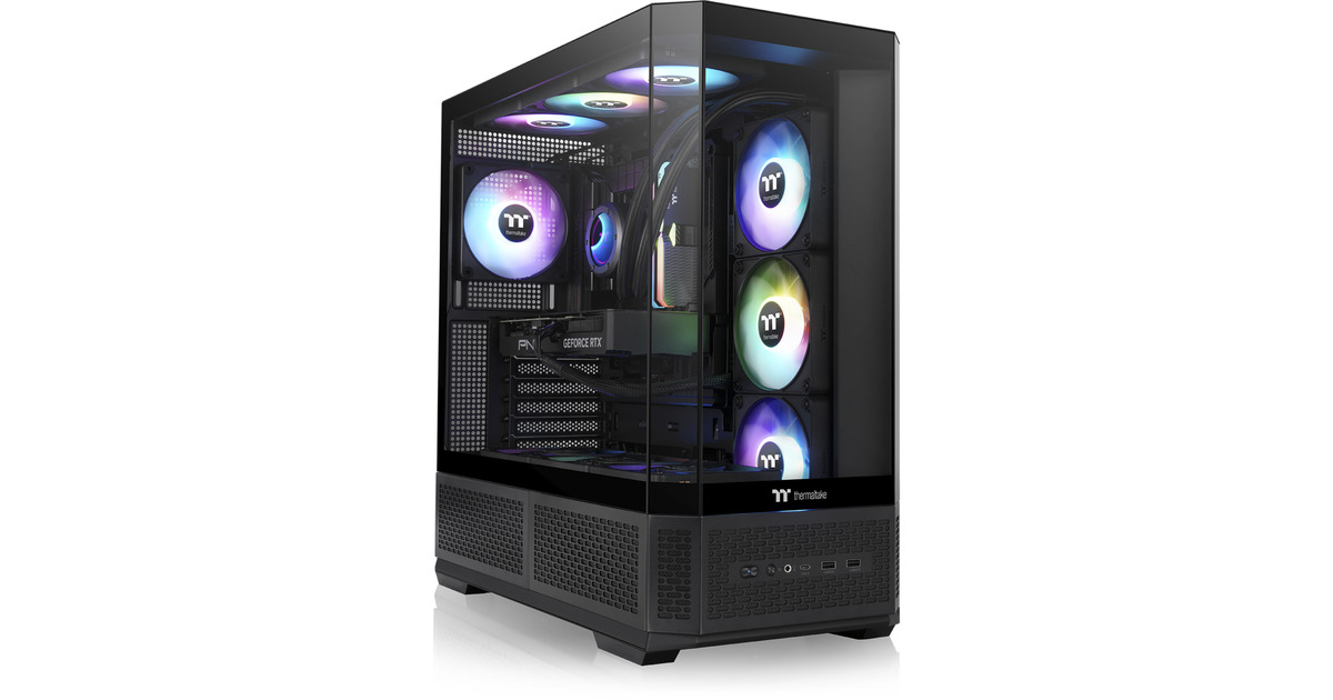 Thermaltake View 370 TG ARGB, Tower-Gehäuse schwarz, Tempered Glass x 3