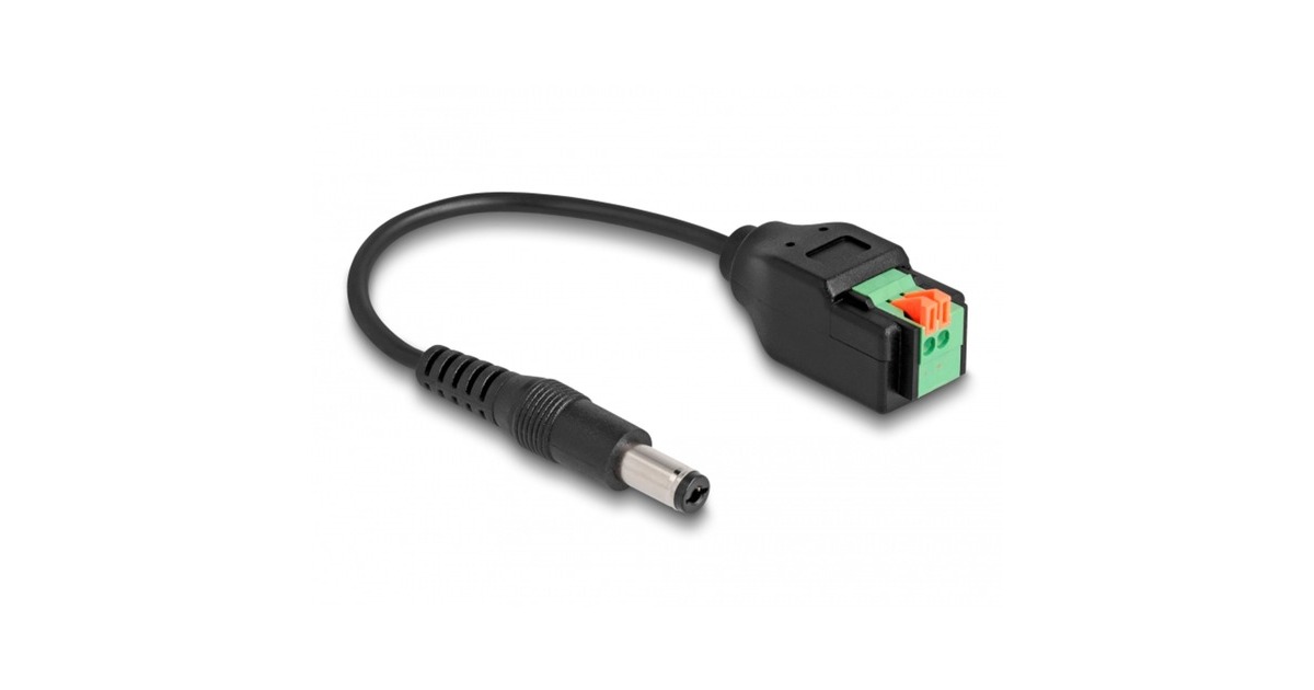 DeLOCK DC 5,5 x 2,1mm Stecker zu Terminalblock Adapter schwarz, 15cm