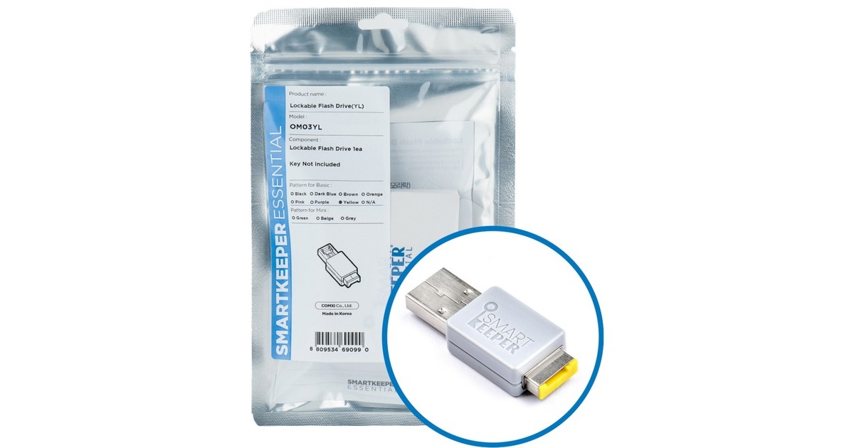 SMARTKEEPER ESSENTIAL Lockable Flash Drive (OM03), USB-Stick Farbcode Gelb