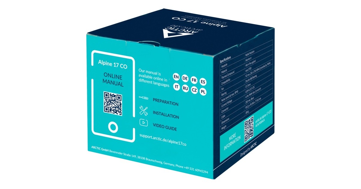 ARCTIC Alpine 17 CO, CPU-Kühler schwarz, 92 mm