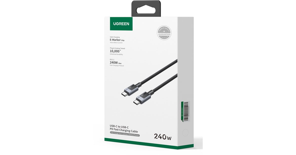 UGREEN L513 USB-C auf USB-C Lade- und Datenkabel schwarz/grau
