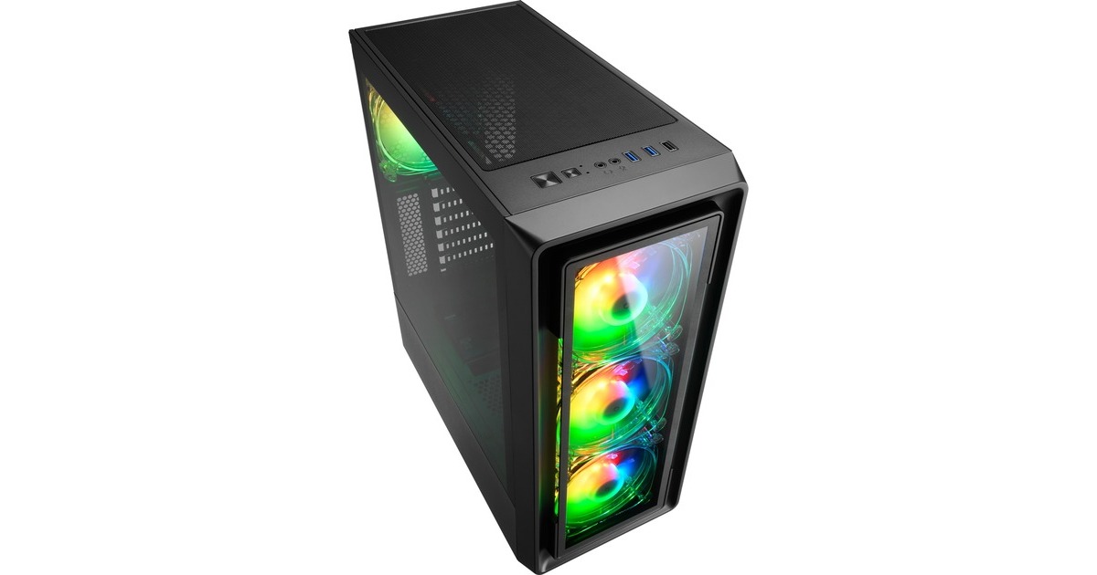 Sharkoon TK4 RGB, Tower-Gehäuse schwarz, Gehärtetes Glas