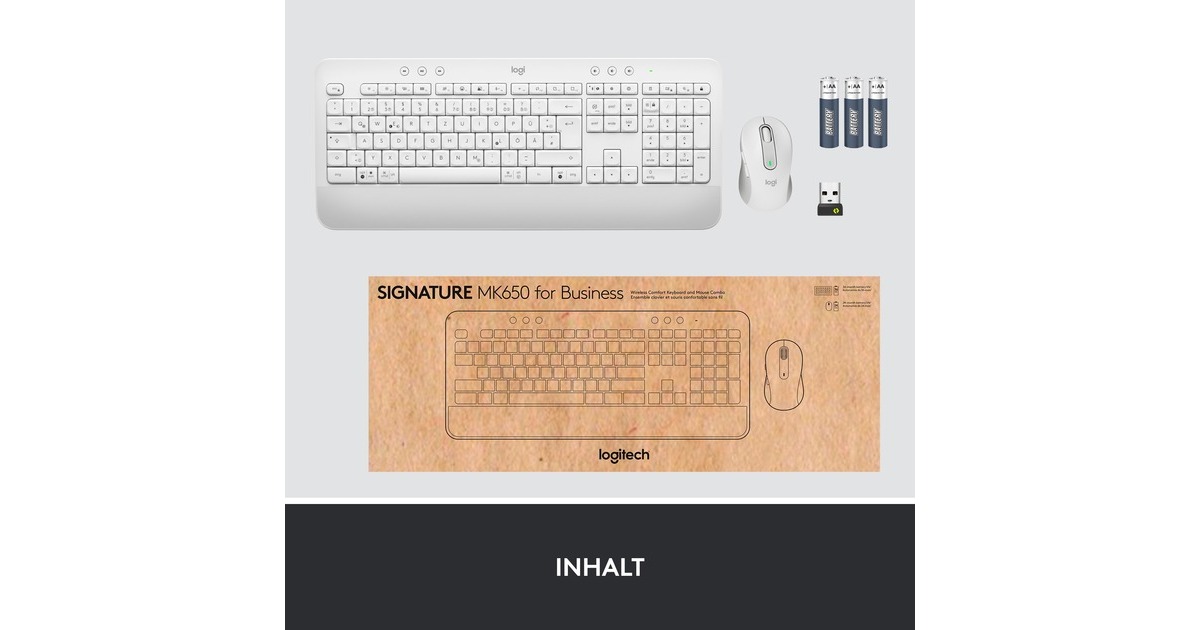 Logitech Signature K650 Combo for Business, Desktop-Set weiß, DE-Layout ...
