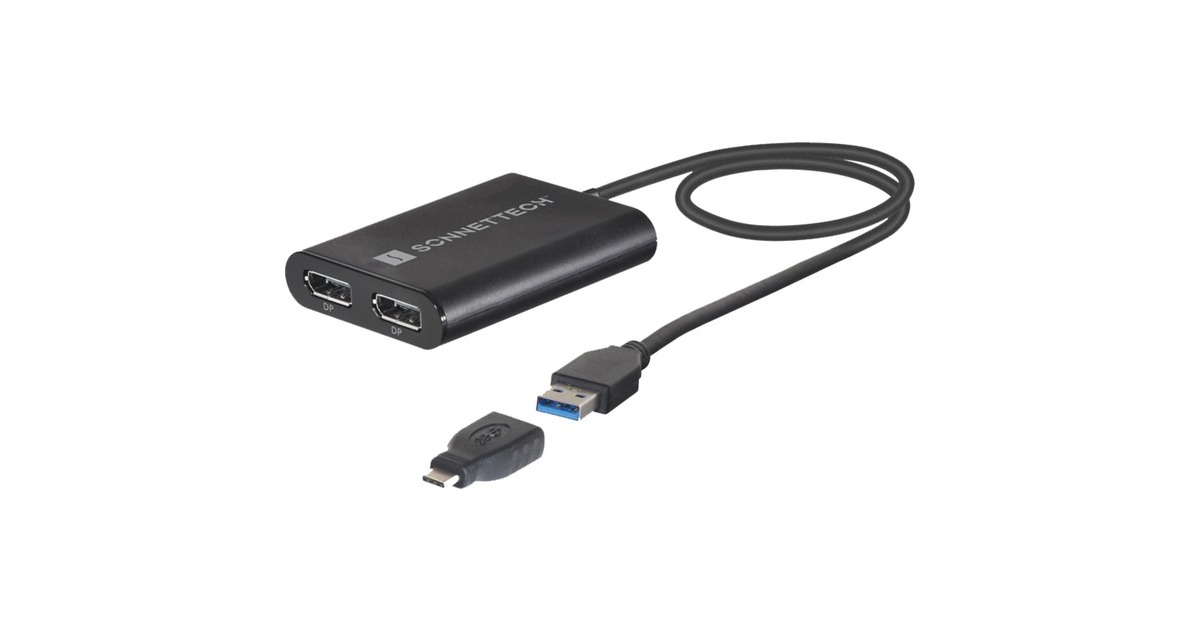 Sonnet USB DisplayLink Adapter, USB-A Stecker > Dual 4K DisplayPort ...