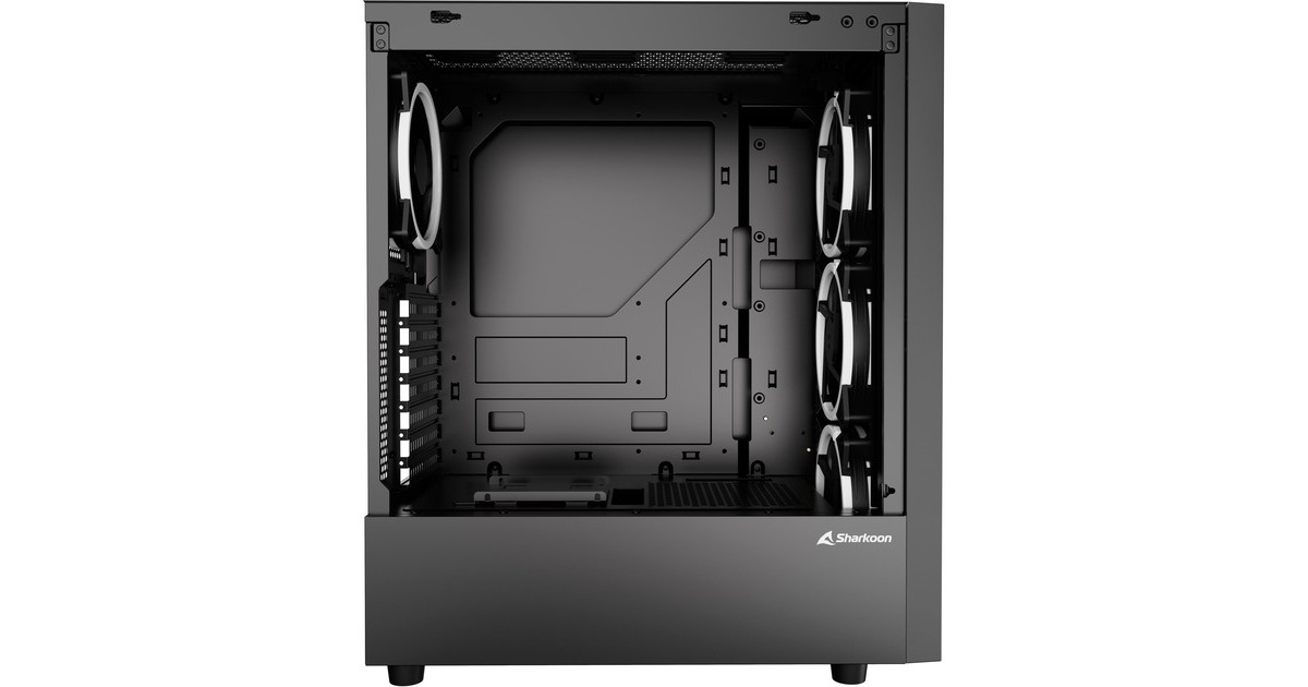 Sharkoon RGB WAVE, Tower-Gehäuse schwarz, Seitenteil aus gehärtetem Glas