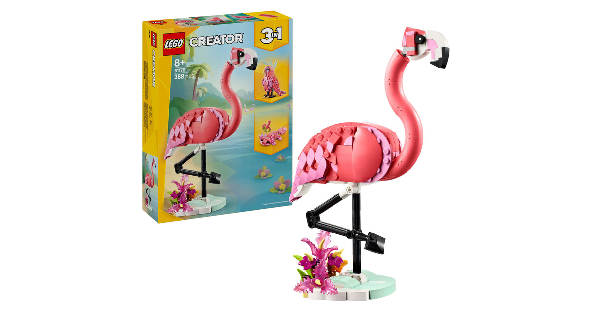LEGO 31170 Creator 3-in-1 Rosa Flamingo, Konstruktionsspielzeug
