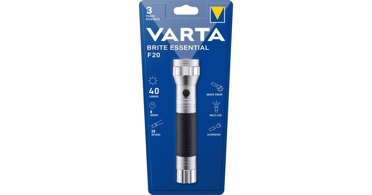 VARTA Brite Essential F20, Taschenlampe silber/schwarz