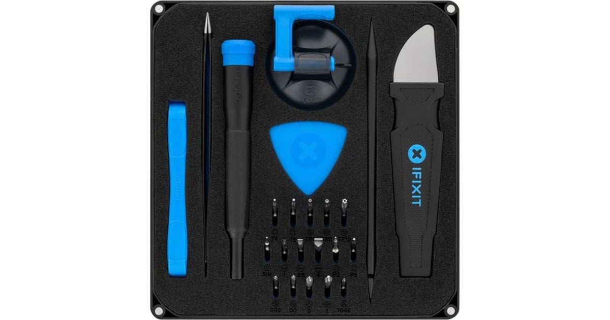 iFixit Essential Electronics Toolkit v2.2, Werkzeug-Set schwarz/blau, 23-teilig