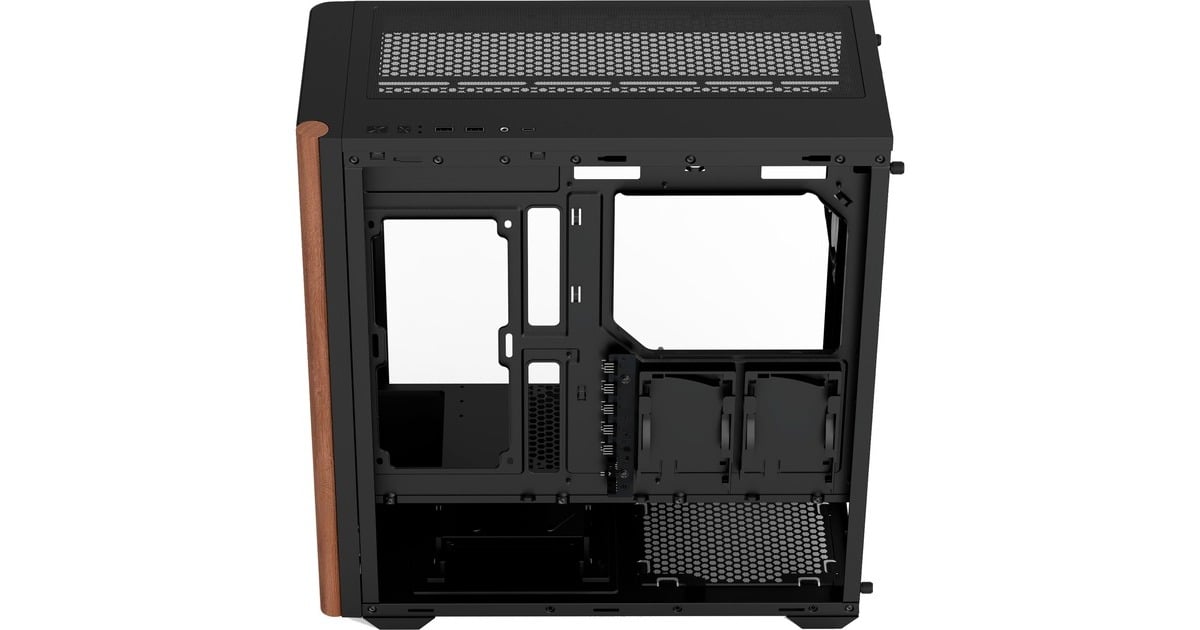 Aerocool D501A-G-BK-v2, Tower-Gehäuse schwarz/holz