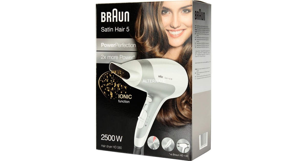 Braun Satin Hair 5 PowerPerfection HD580, Haartrockner weiß/silber