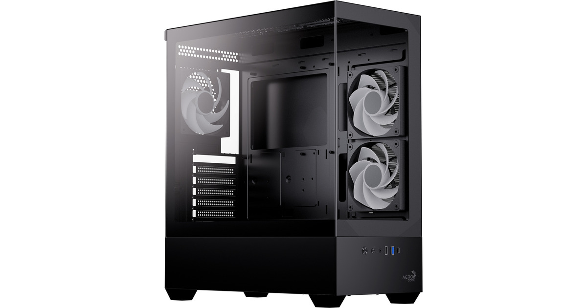 Aerocool P500D-G-BK-v1, Tower-Gehäuse schwarz, Tempered Glass x 2