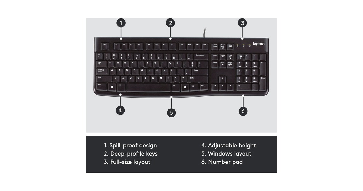 Logitech Keyboard K120, Tastatur schwarz, DE-Layout