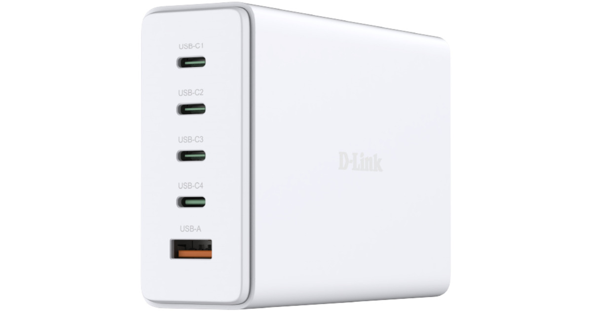 D-Link 240W GaN Ladegerät DCF-241/E, PD 3.1, QC 4.0 weiß, 1x USB-A, 4x ...