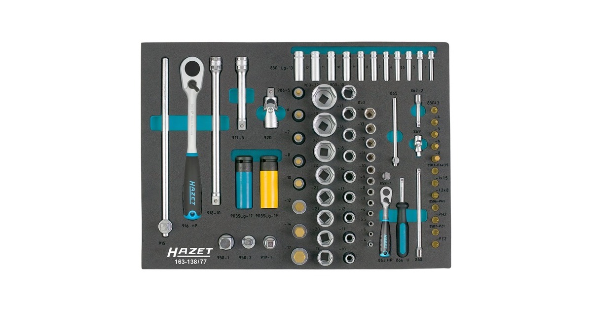 Hazet Steckschlüssel-Satz 163-138/77, Größe 3/3+, Werkzeug-Set 77-teilig