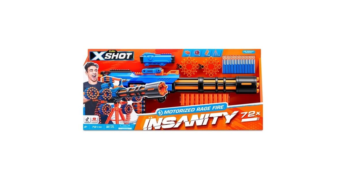 ZURU XSHOT Insanity - Rage Fire, Dartblaster inkl. 72 Darts